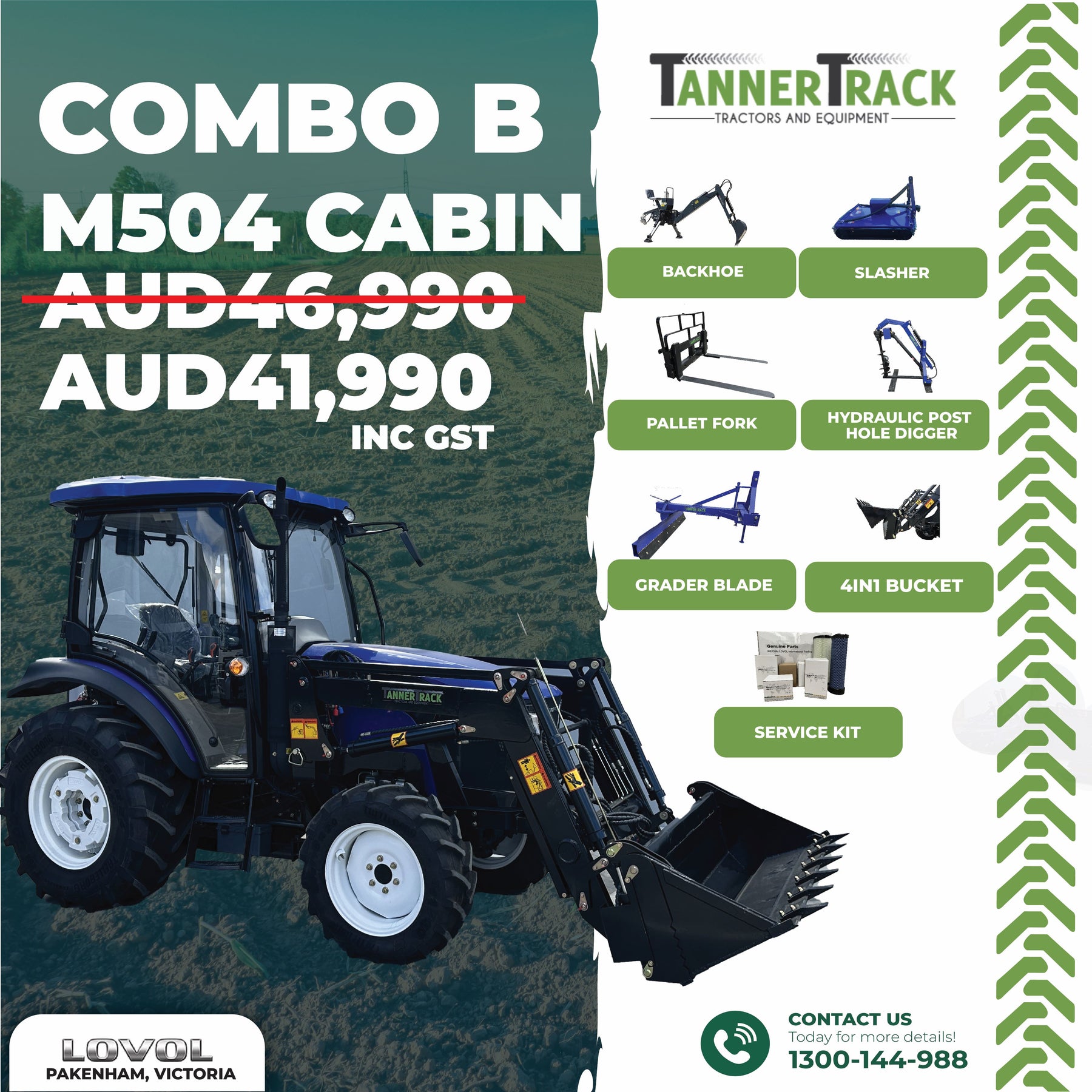 Lovol M504 TB-1, 50hp Cabin Front end Loader Tractor