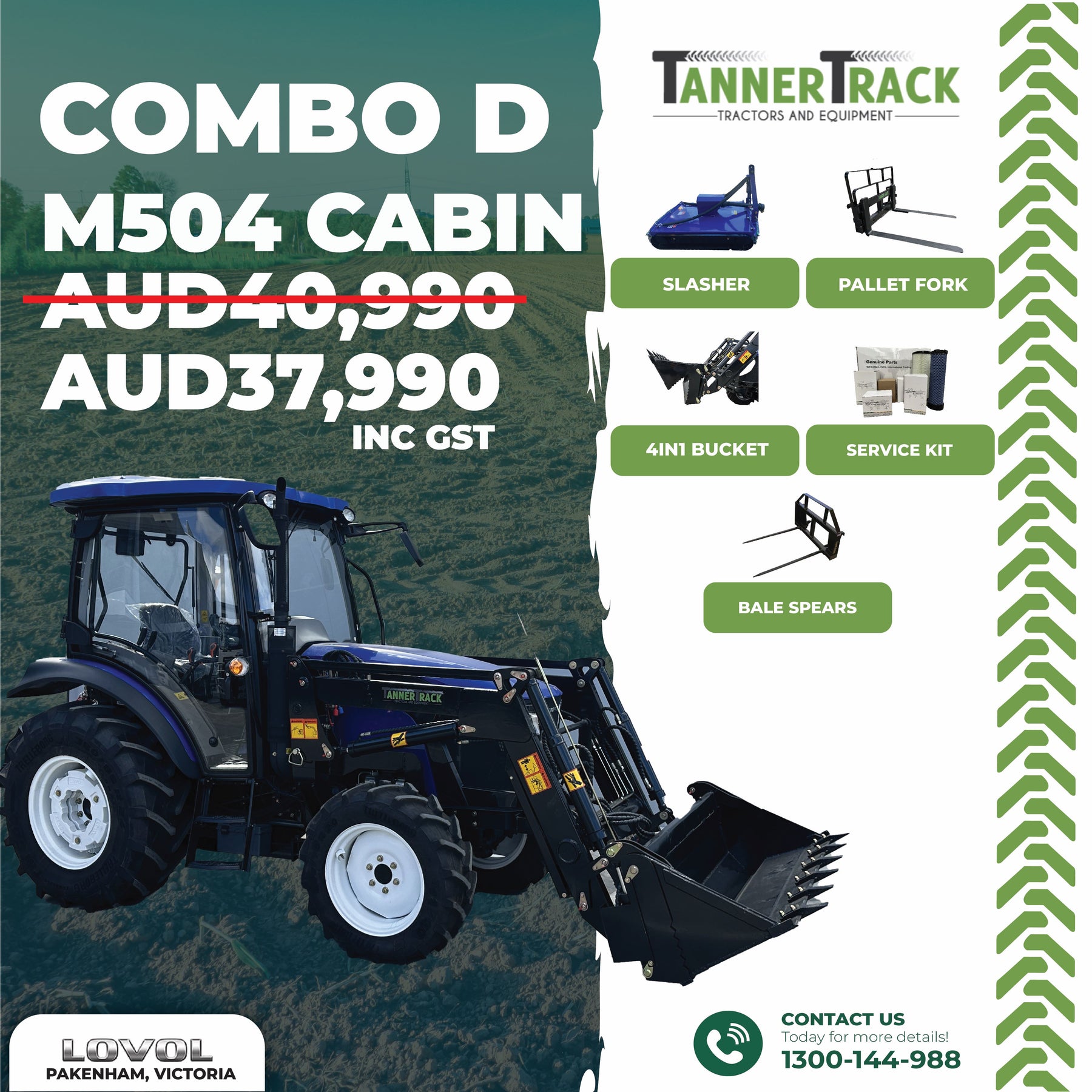 Lovol M504 TB-1, 50hp Cabin Front end Loader Tractor